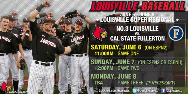 Louisville Super Regional: Times/Stations Announced – Cardinal Sports Zone